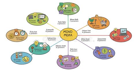 Circular Diagram Illustrating Concepts Radiating From A Central Idea Labeled Mind Stock