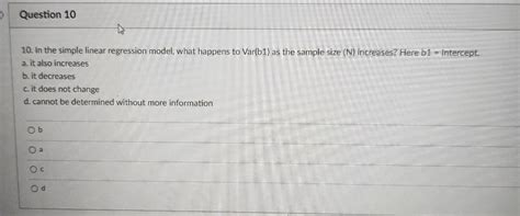 Solved In The Simple Linear Regression Model What Chegg