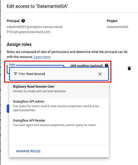 Using A Google Cloud Service Accont Analytics Canvas Online