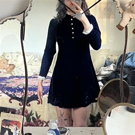 Darling Vintage Blue Velvet Mini Dress Extremely Depop