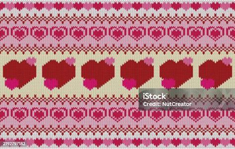 니트 패턴 완벽 한 패브릭 발렌타인 데이 전통적인 니트 패턴 벡터 심장 다채로운 직물 배경 벽지 발렌타인 데이 의류 니트 패턴 자수 섬유를 위해 설계되었습니다 2월에 대한