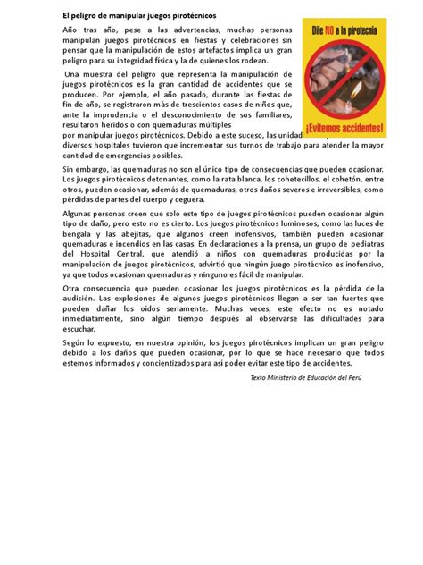 El Peligro De Manipular Juegos Pirotécnicos Pdf