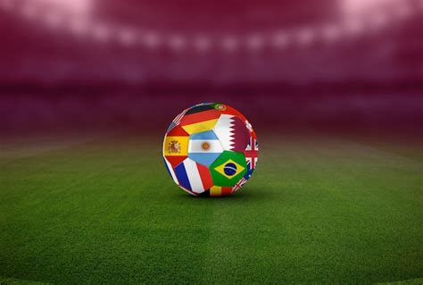 Bola De Futebol De Futebol D Bandeiras Nacionais Da Equipe Fundo Do Conceito De Futebol