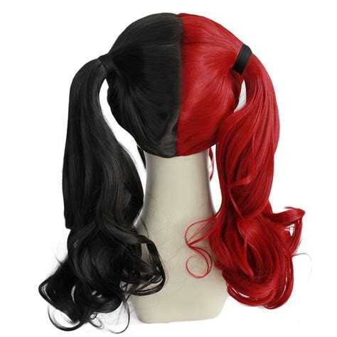 Harley Quinn Cosplay Wigs Pelucas Coloridas Wavy Long Black Etsy