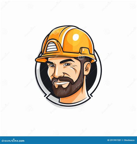 Minimal Design Construction Worker Logo With Clear Edge Definition Stock Illustration
