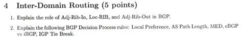 Solved Inter Domain Routing Points Explain The Role Chegg