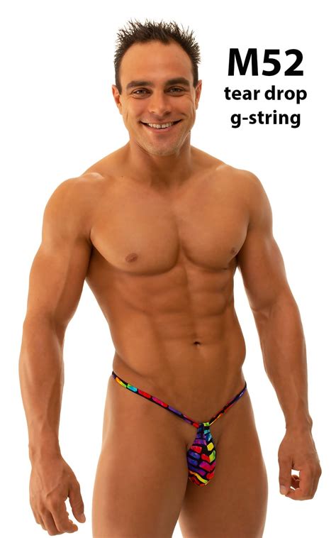 M52 Mens Teardrop G String Swimsuit Tan Through Skinzwear
