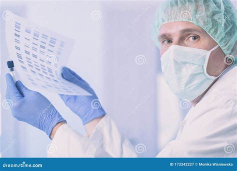 Scientist Analizing DNA Sequence Stock Image Image Of Identification Laboratory