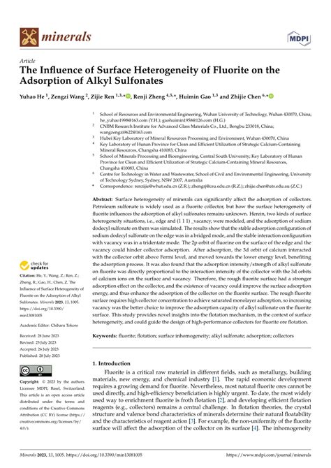 Pdf The Influence Of Surface Heterogeneity Of Fluorite On The
