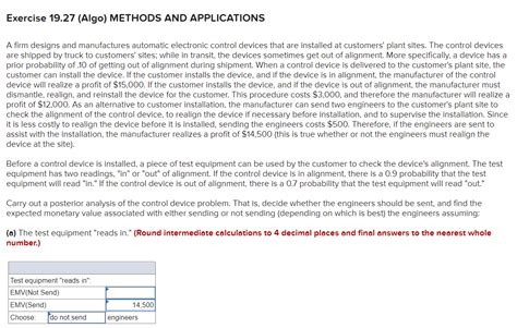 Solved Exercise 19 27 Algo METHODS AND APPLICATIONS A Firm Chegg Com