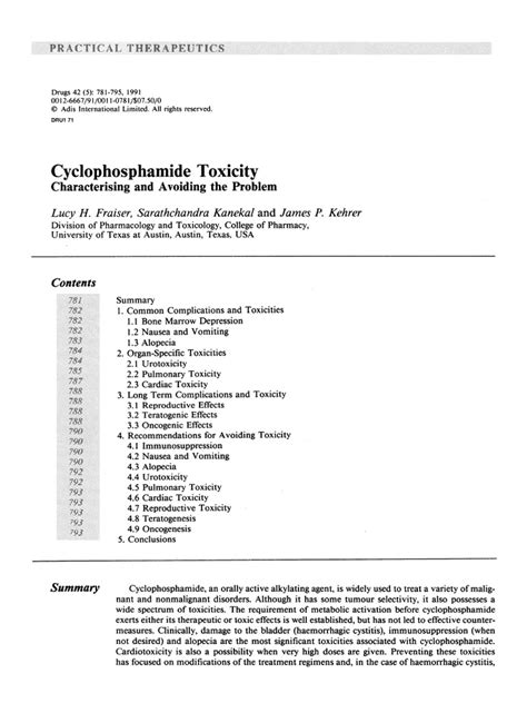Cyclophosphamide Toxicity Pdf Chemotherapy Urinary Tract Infection