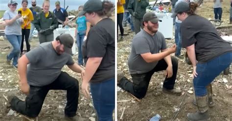 Man Proposes To Girlfriend Amid Rubble After Finding Engagement Ring He