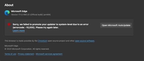 anybody else getting this error message when trying to update ms edge