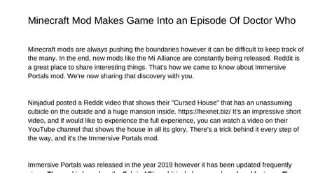 Minecraft Mod Turns Game Into An Episode Of Doctor Whohfskfpdfpdf