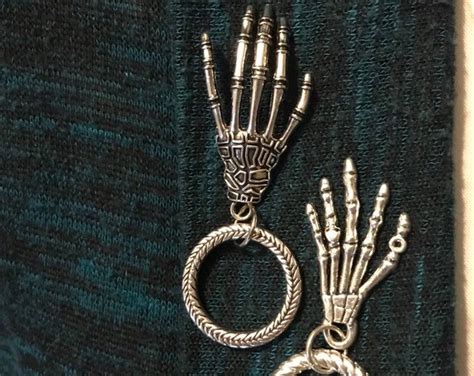 Eyeglass Holder Sunglasses Holder Badge Holder Skeleton Hands Two Size Options Bronze And