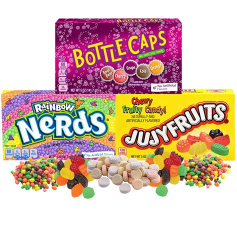 Nostalgia Candy Movie Theater Box Kit Nerds Bottle Caps And Jujyfruits Assorted Fruit Flavored