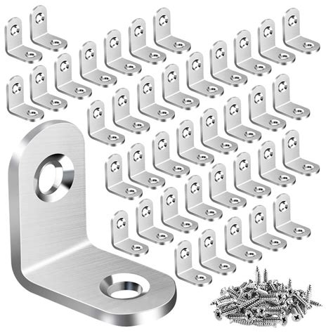 40pcs L Bracket Corner Brace Stainless Steel L Brackets
