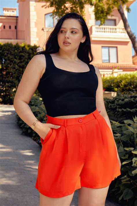 Купити Шорти бермуди з защипом льон помаранчеві великий розмір шорти колір помаранчевий