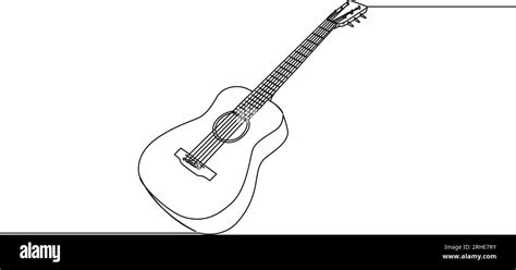 Continuous Single Line Drawing Of Acoustic Guitar Line Art Vector