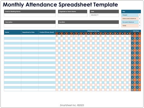 Printable Attendance Sheets Attendance Record For Clubs Church And