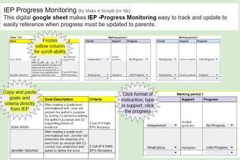 Digital IEP Annual Goal Progress Monitoring Log Teacher Planner