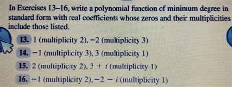 Solved In Exercises Write A Polynomial Function Of Chegg