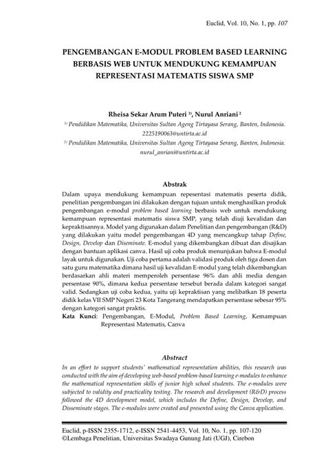 PDF Pengembangan E Modul Berbasis Web Untuk Mendukung Kemampuan Pemahaman Matematis Siswa SMP