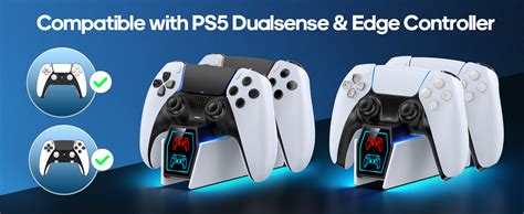 Tokluck Ps5 Controller Charger Station Compatible With Playstation 5 Edge And Dual Controller Ps5