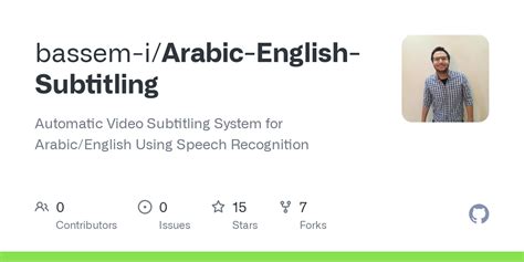 github bassem i arabic english subtitling automatic video subtitling