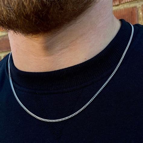 Mens Silver Chain Necklace 2mm Silver Chain Silver Etsy