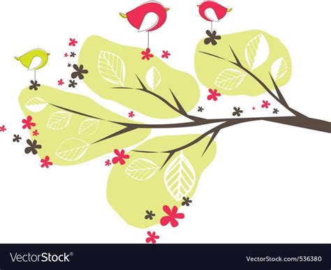 Background With Birds Tree Vector Image On Vectorstock