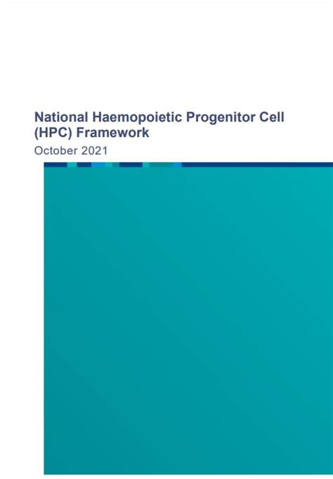 National Haemopoietic Progenitor Cell HPC Framework Australian Government Department Of