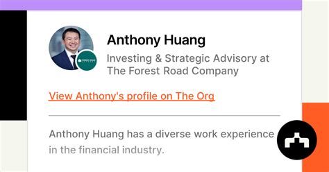Anthony Huang Investing And Strategic Advisory At The Forest Road