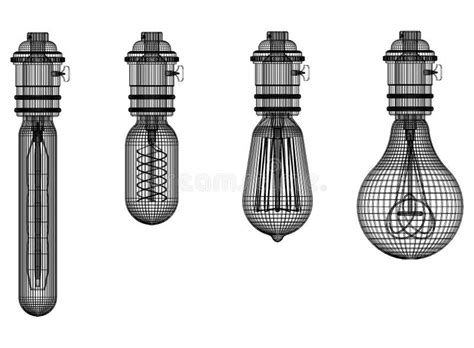 Energy Saving Light Bulb Architect Blueprint Stock Illustration