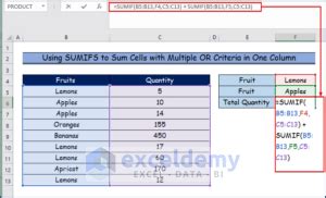 How to Use SUMIFS with Multiple Criteria in the Same Column