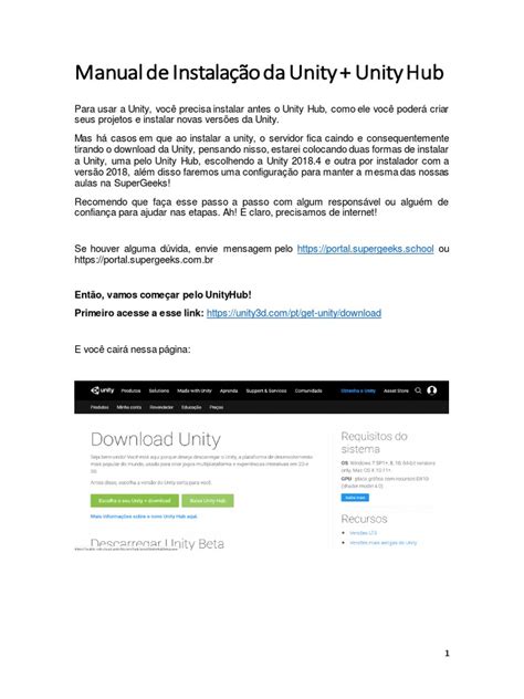 Manual De Instalação Da Unity Pdf Unity Ambiente De Desktop
