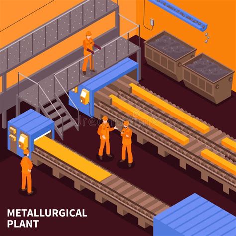 Heavy Industry Production Facility Isometric Poster Stock Vector
