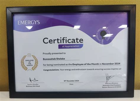 Buwasaheb Shelake On Linkedin Thank You Emergys For This Recognition