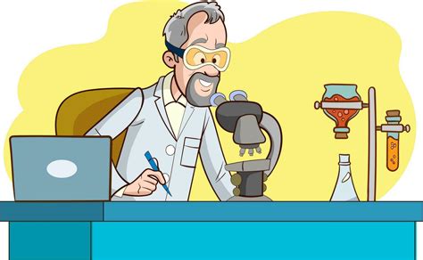 Scientist In Lab Science Experiment In Medical Laboratory Vector