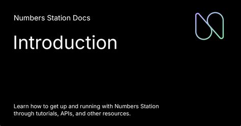 Introduction Numbers Station Docs