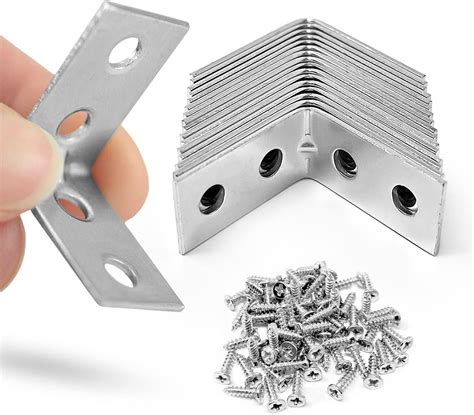 Blostm Bracket Repair Set 180 Pcs Assorted Angle Brackets Screws And Flat Brackets For Wood