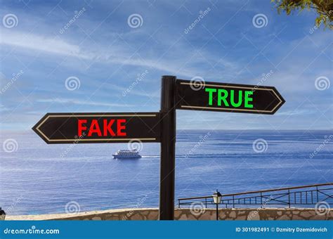 True Or Fake Symbol Concept Word True Or Fake On Beautiful Signpost