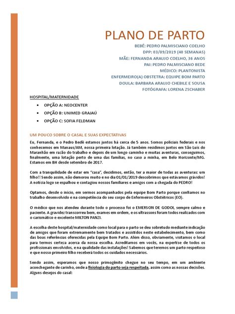 Plano De Parto Pdf Cesariana Parto