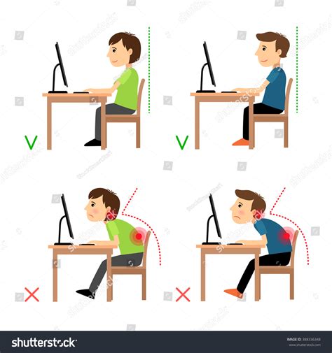 Incorrect Correct Back Sitting Position Stock Illustration Shutterstock