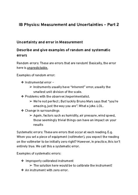 IB Physics: Measurement and Uncertainties – Part 2 - Edubirdie