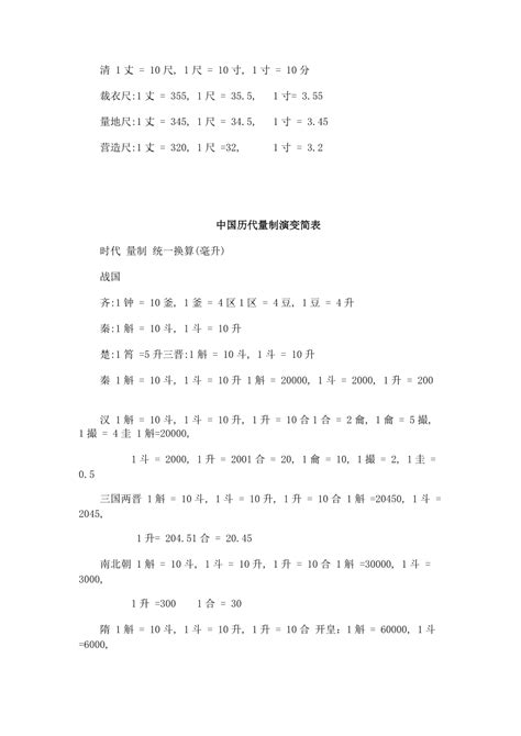 中国古代度量衡换算