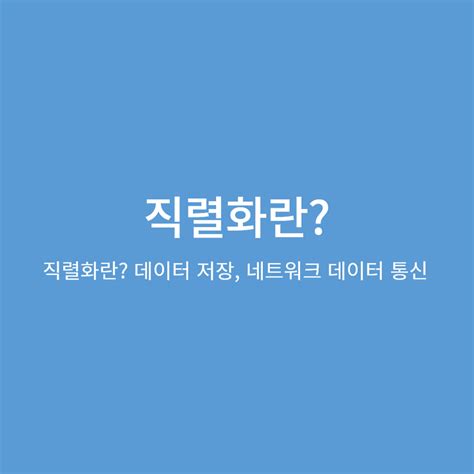 직렬화란 데이터 저장 네트워크 데이터 통신