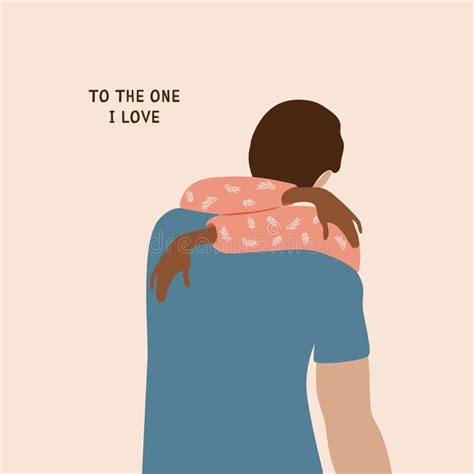 Couple Hugging Back Illustration For Valentines Day Happy Love Couple
