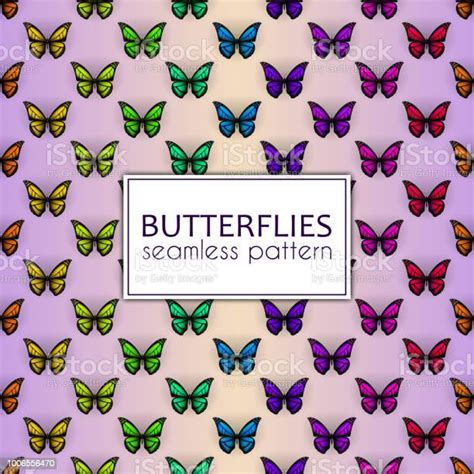 다채로운 현실적인 나비 완벽 한 패턴입니다 벡터 일러스트 레이 션 디자인입니다 계절에 대한 스톡 벡터 아트 및 기타 이미지 계절 곤충 귀여운 Istock