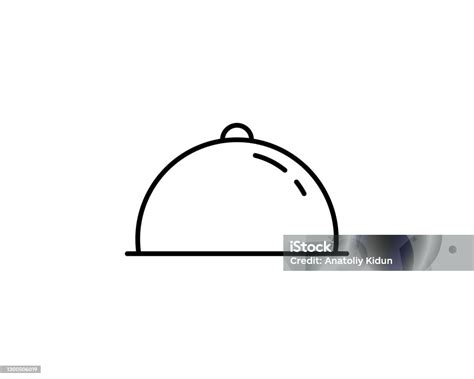 레스토랑 스틸 서빙 트레이 클로슈 기호 흰색으로 분리된 식사 플레이트 개요 아이콘 강철에 대한 스톡 벡터 아트 및 기타 이미지
